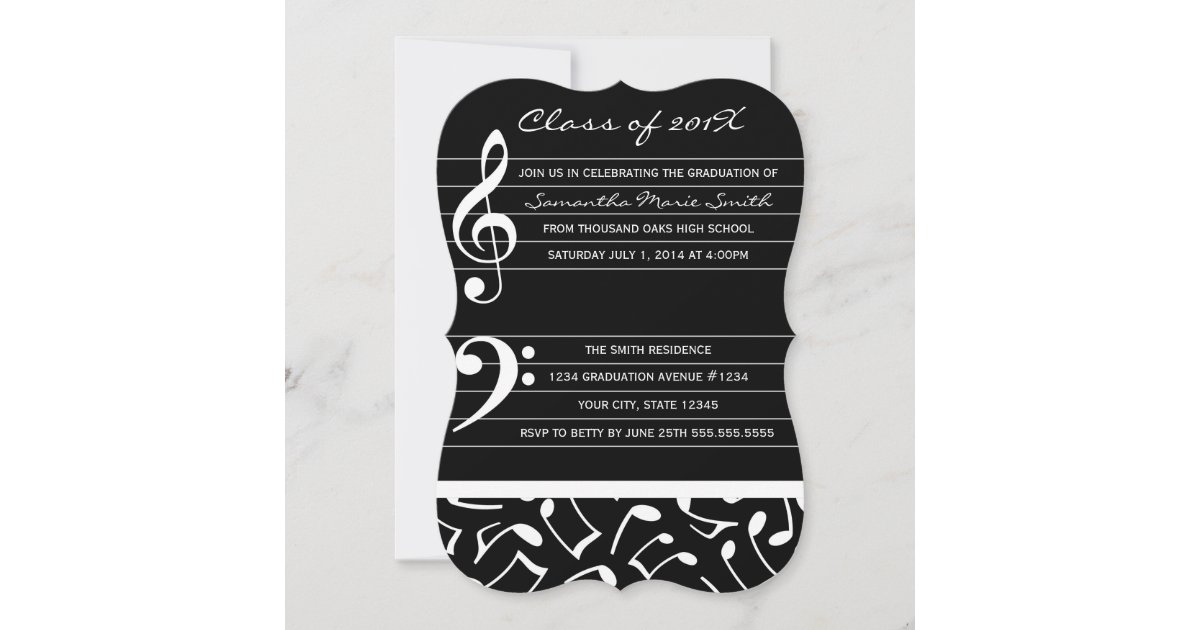 Music Graduation Party Invitation Announcements | Zazzle