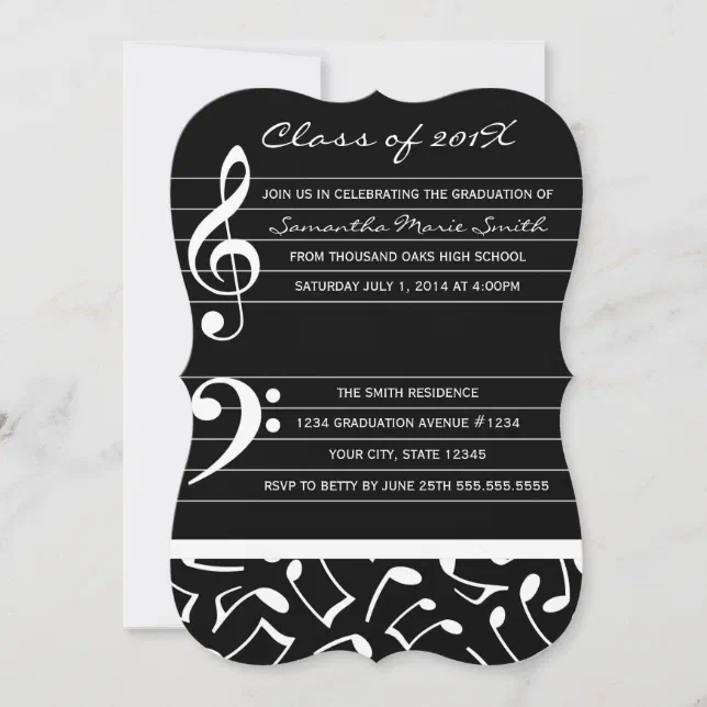 Music Graduation Party Invitation Announcements | Zazzle