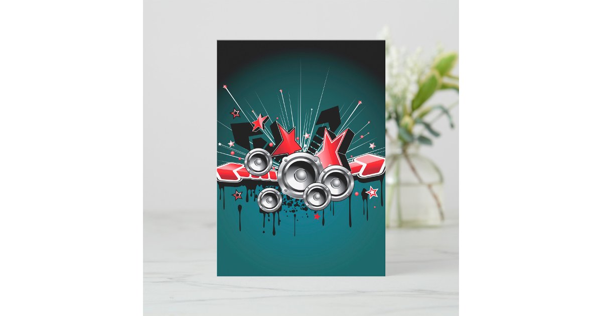 Music Graphic Speakers Audio Invitation | Zazzle