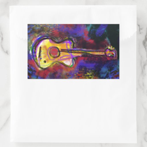 music guitar instrument rectangular sticker | Zazzle