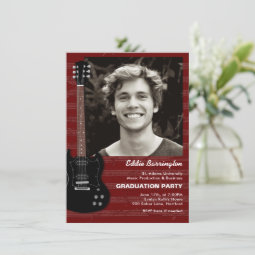 Music Guitar Photo Graduation Party Invitation | Zazzle