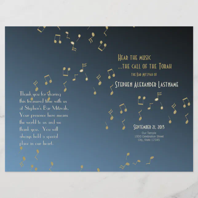 Music in the Air Bar Mitzvah Program Cover | Zazzle