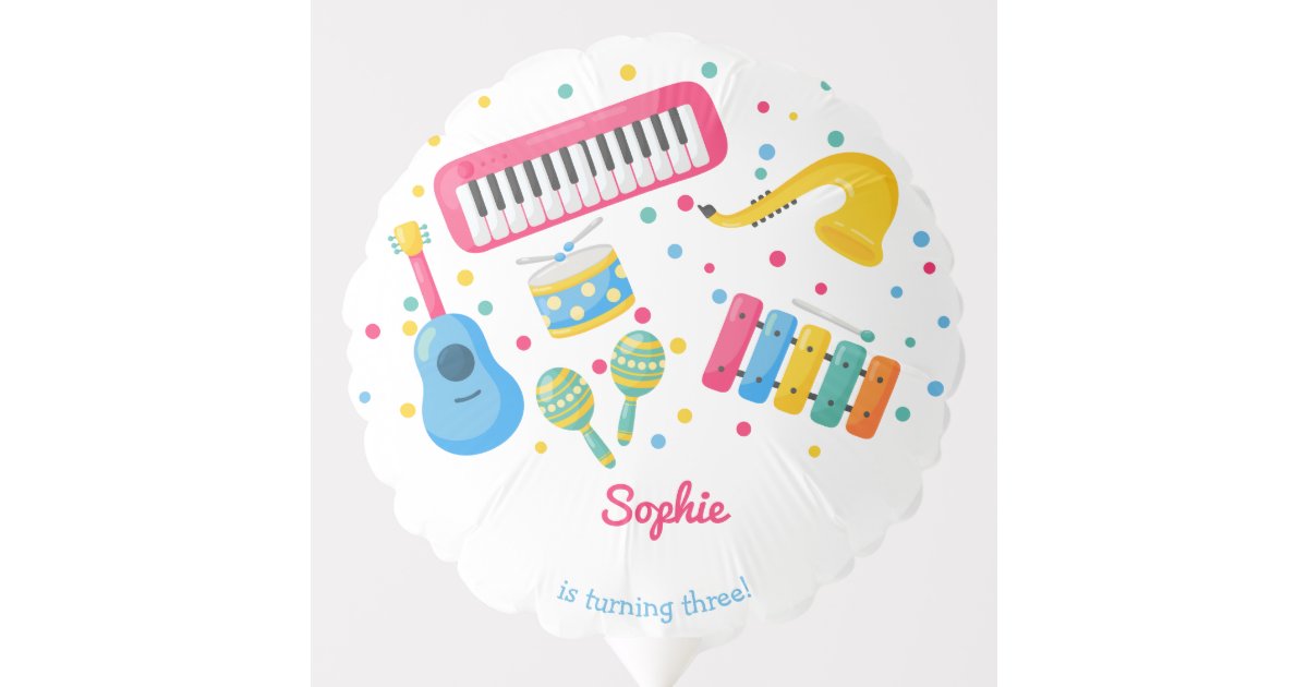 Music instruments kids birthday balloon | Zazzle
