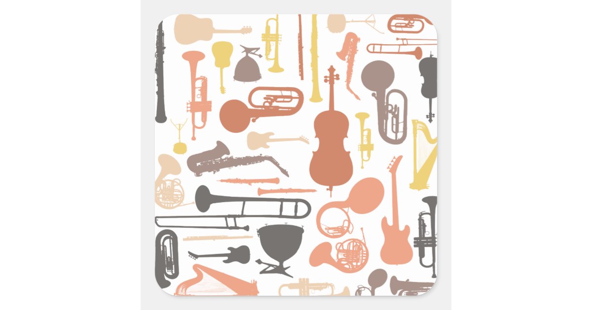 Music Instruments Square Sticker | Zazzle