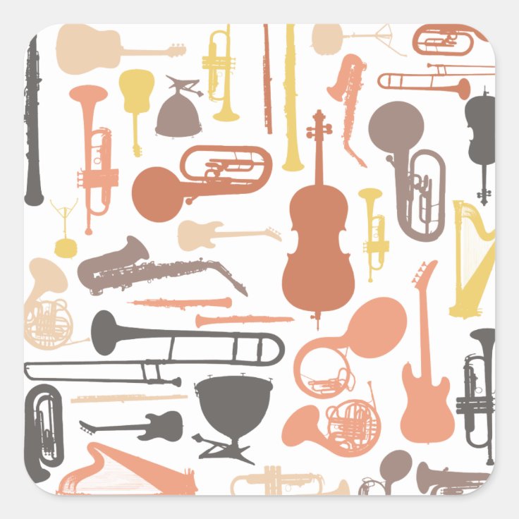 Music Instruments Square Sticker | Zazzle