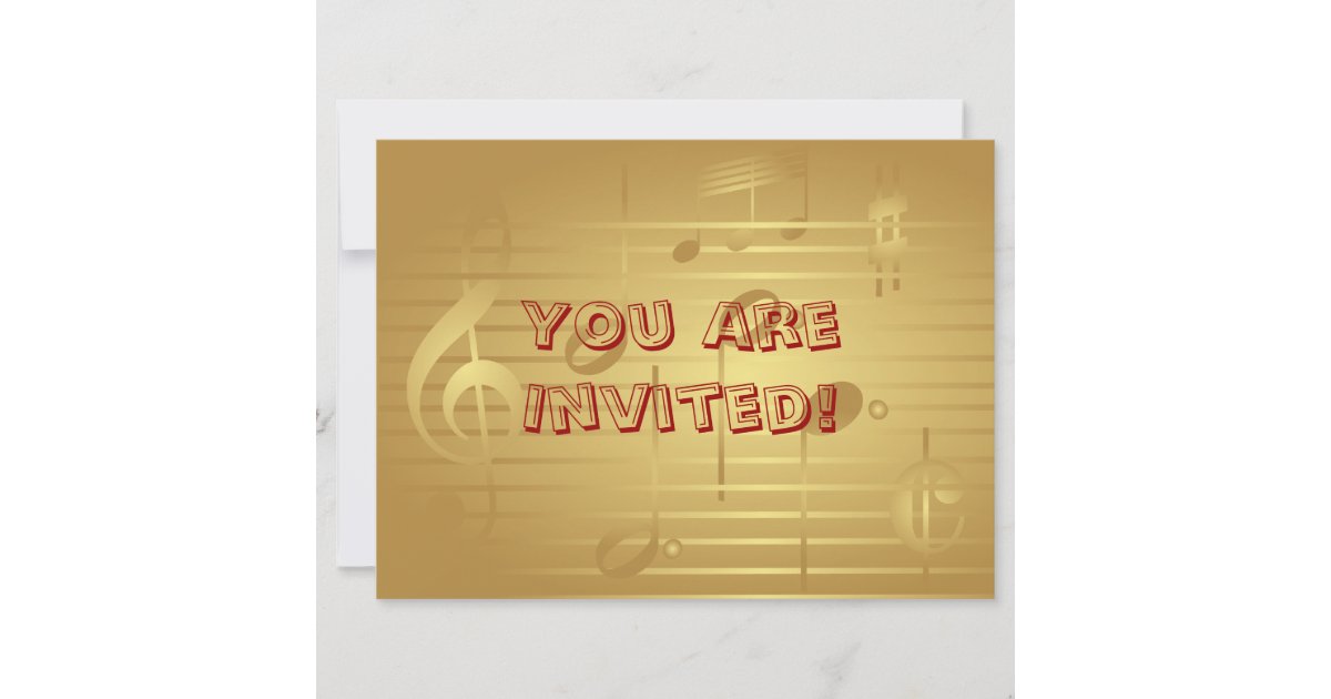 Music Invitation - Gold Music Note Invitation | Zazzle