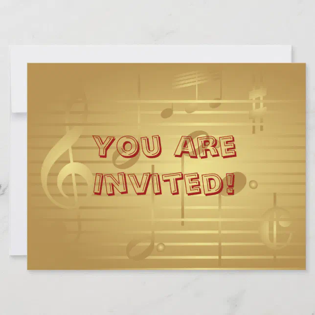 Music Invitation - Gold Music Note Invitation | Zazzle
