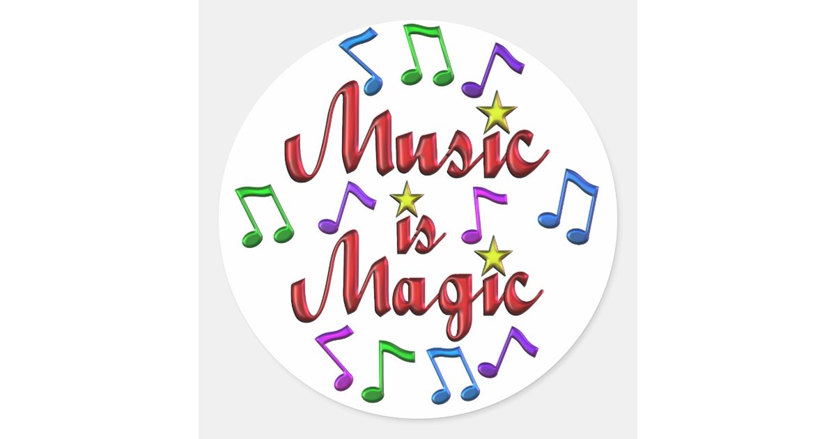 Music is Magic Classic Round Sticker | Zazzle