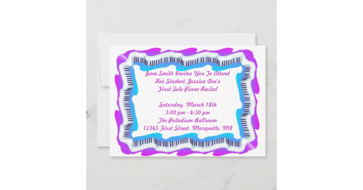 Music Keyboard Piano Recital Or Party INVITATION | Zazzle