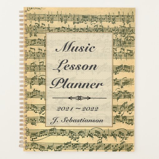 Music Lesson Bach Manuscript Editable Planner | Zazzle