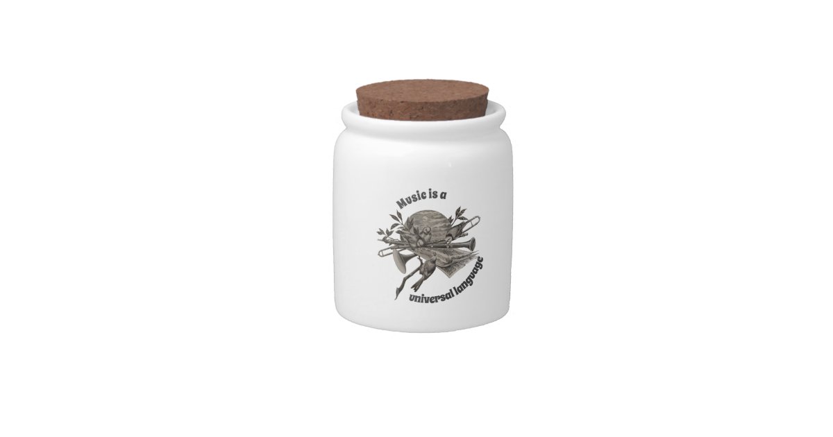Music Lover Vintage Etching Musical Instruments Candy Jar | Zazzle
