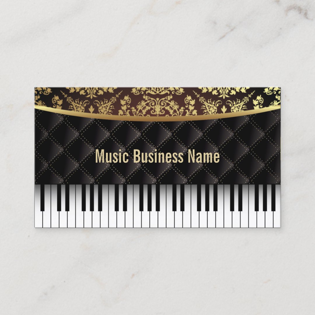 Music Luxury Diamond Pattern Piano Lessons Business Card | Zazzle
