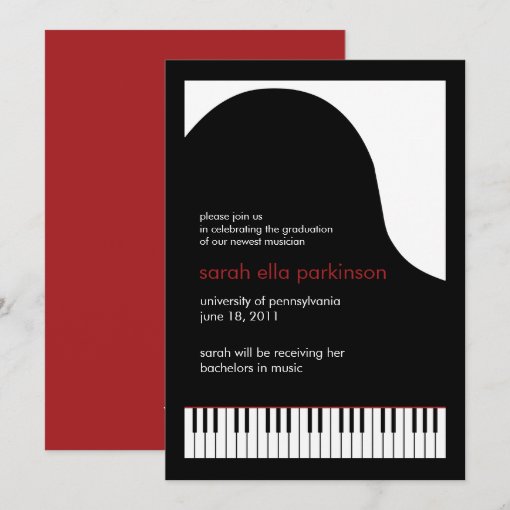 Music Major Grand Piano Graduation Announcement | Zazzle
