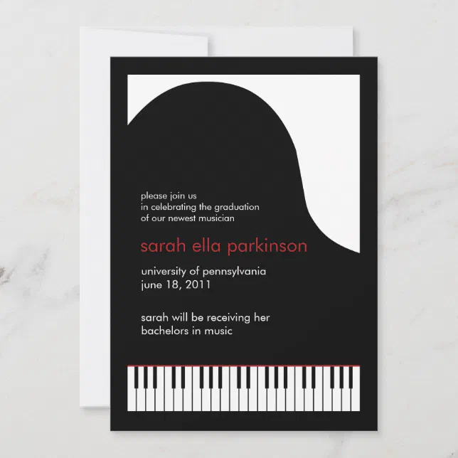 Music Major Grand Piano Graduation Announcement | Zazzle