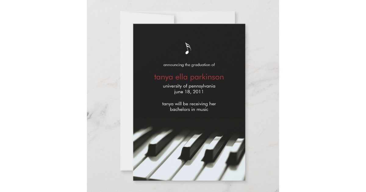 Music Major Piano Graduation Announcement | Zazzle