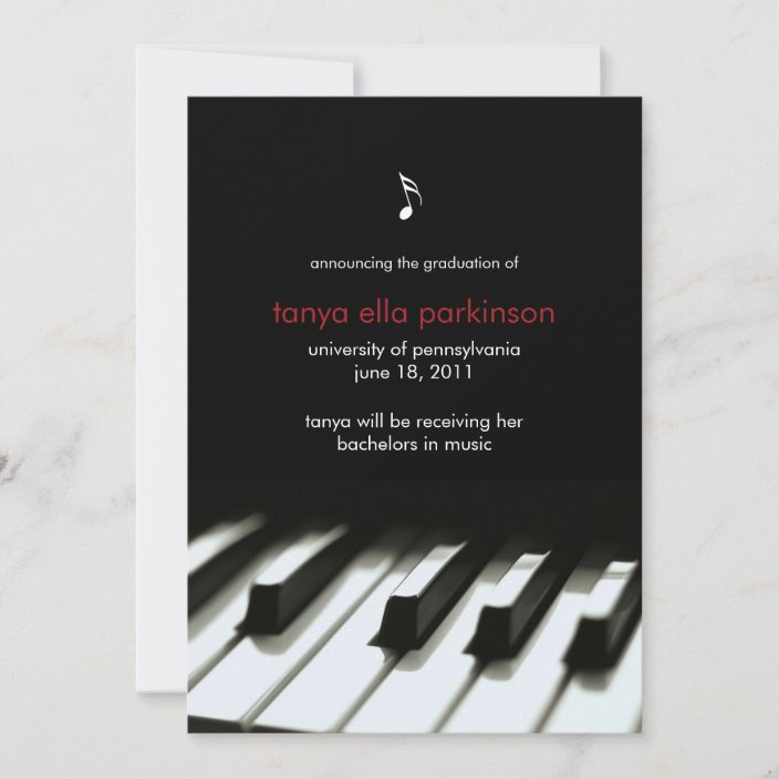 Music Major Piano Graduation Announcement | Zazzle.com