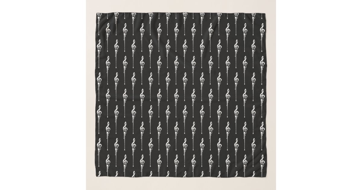 Music Motif Melting Treble Clef White and Black Scarf | Zazzle