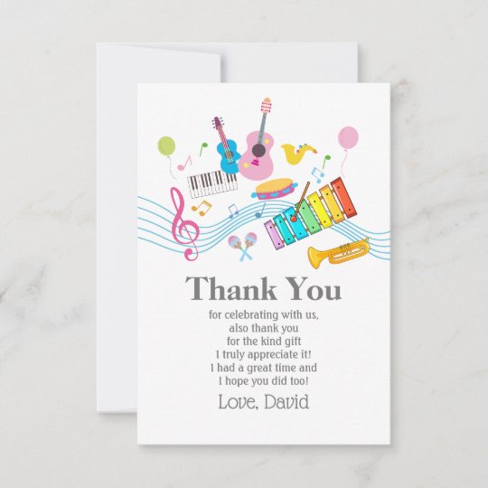 music, musical instruments drum kids singing thank you card | Zazzle.com