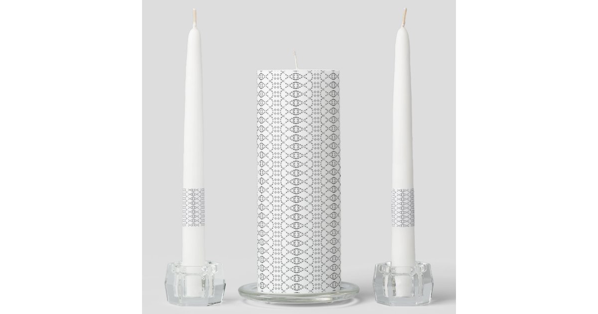 Music Nordic Knit Text ASCII Art Black and White Unity Candle Set | Zazzle