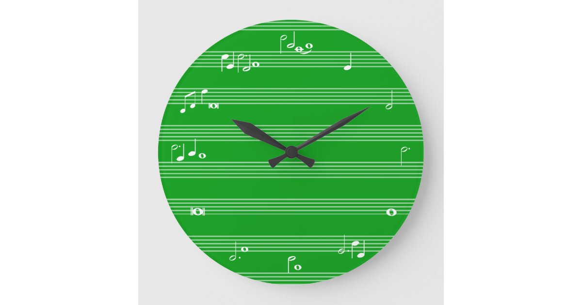 Music notation time clock - Green and white | Zazzle