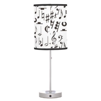 Music Note Black And White Table Lamp | Zazzle