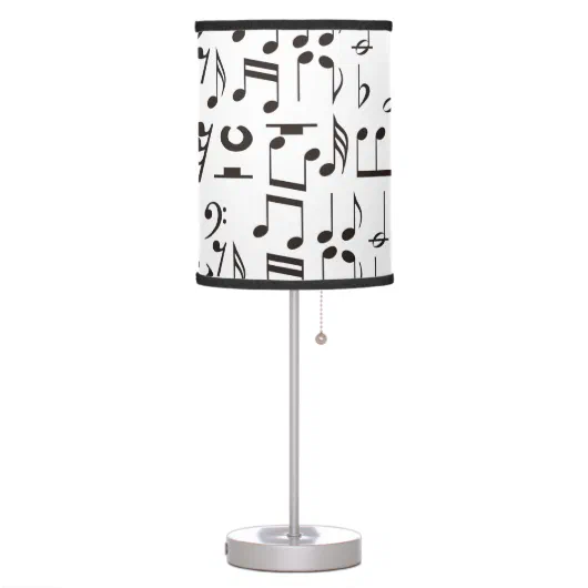 Music Note Black And White Table Lamp | Zazzle