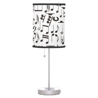 Music Note Black And White Table Lamp | Zazzle