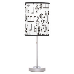 Music Note Black And White Table Lamp | Zazzle