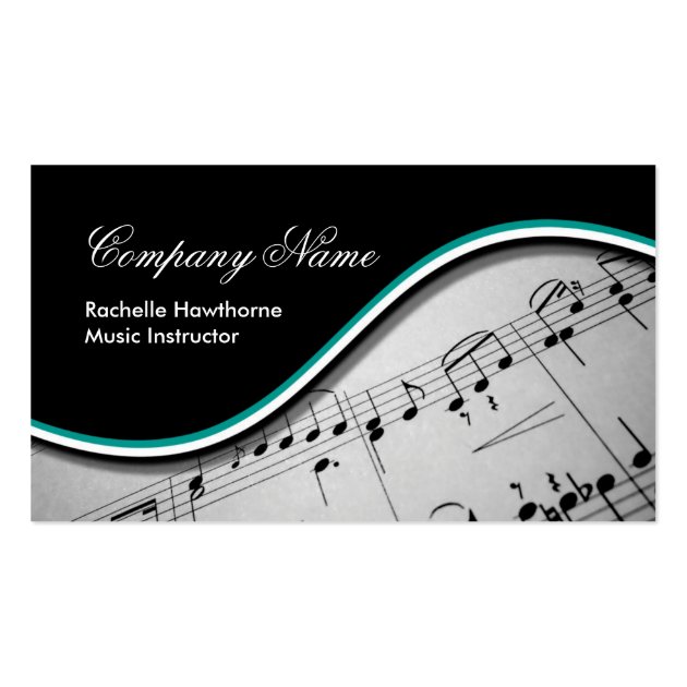 Music Note Business Cards ~ teal