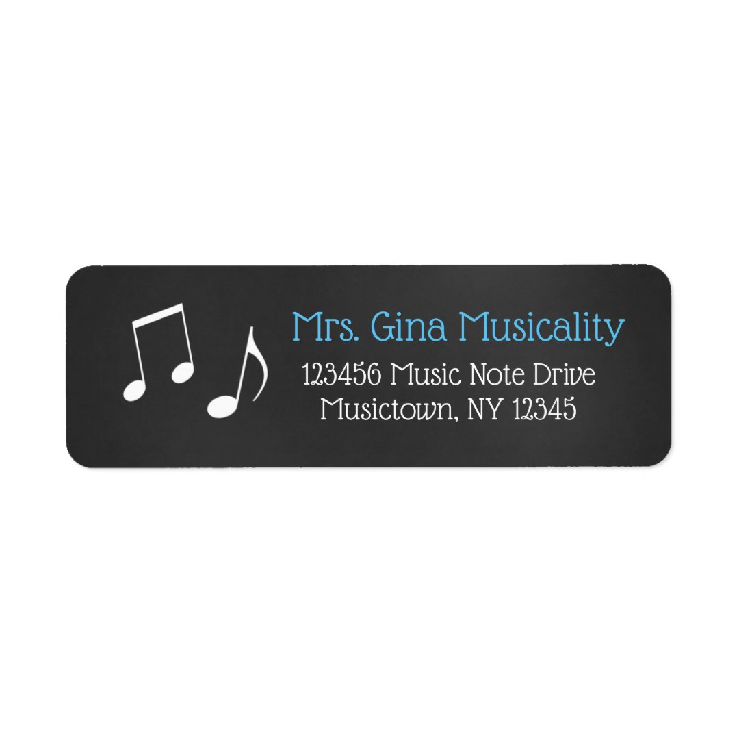 Music Note Chalkboard Custom Address Labels | Zazzle