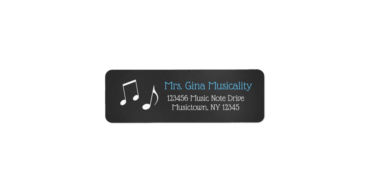 Music Note Chalkboard Custom Address Labels | Zazzle