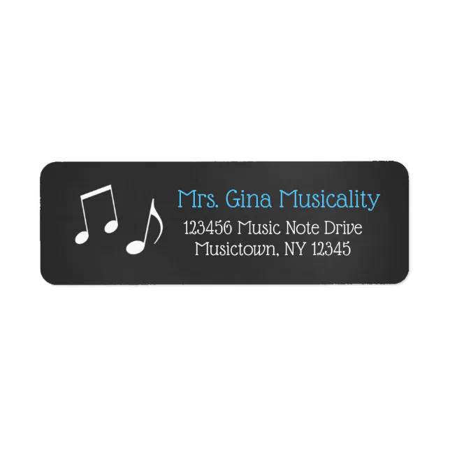 Music Note Chalkboard Custom Address Labels | Zazzle