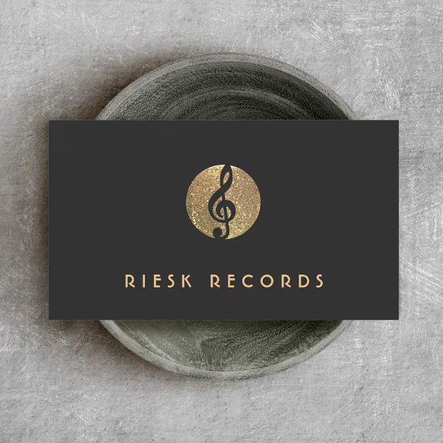 Music Note Gold Sequin Musician Business Card | Zazzle