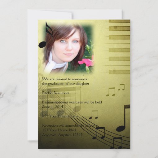 Music Note Graduation Announcement | Zazzle