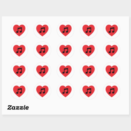 Music Note Heart Sticker | Zazzle