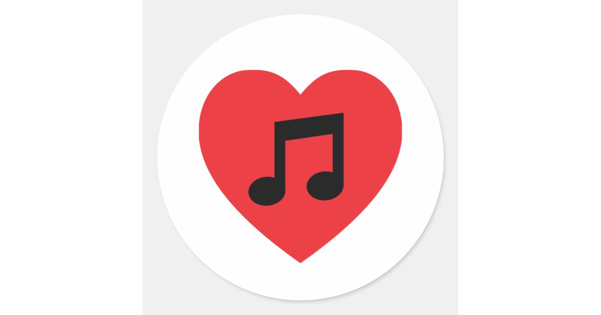 Music Note Heart Sticker | Zazzle