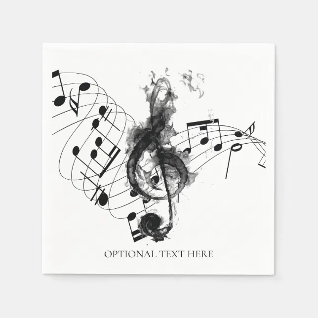 Music Note Luxury black and white Personalized Napkins | Zazzle