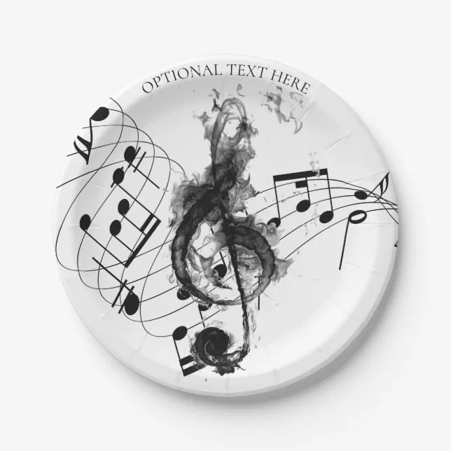 Music Note Luxury black and white Personalized Paper Plates | Zazzle