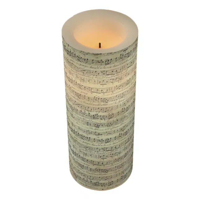 Music Note Pattern Music Theme LED Candle | Zazzle