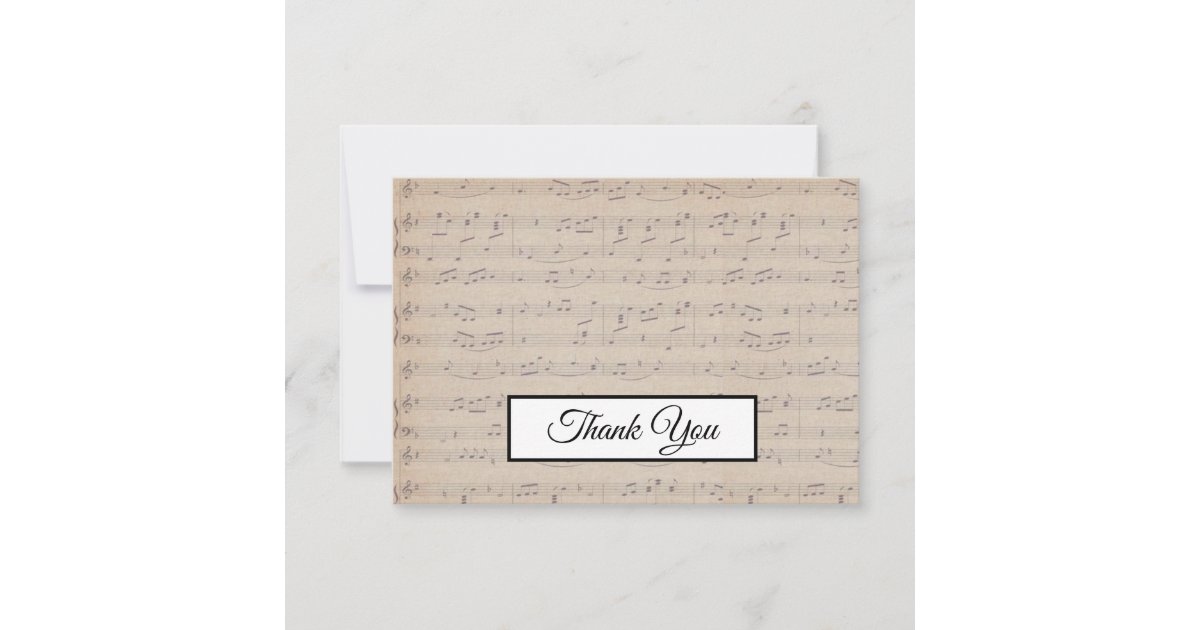 Music Note Pattern Music Theme Musician Thank You Card | Zazzle
