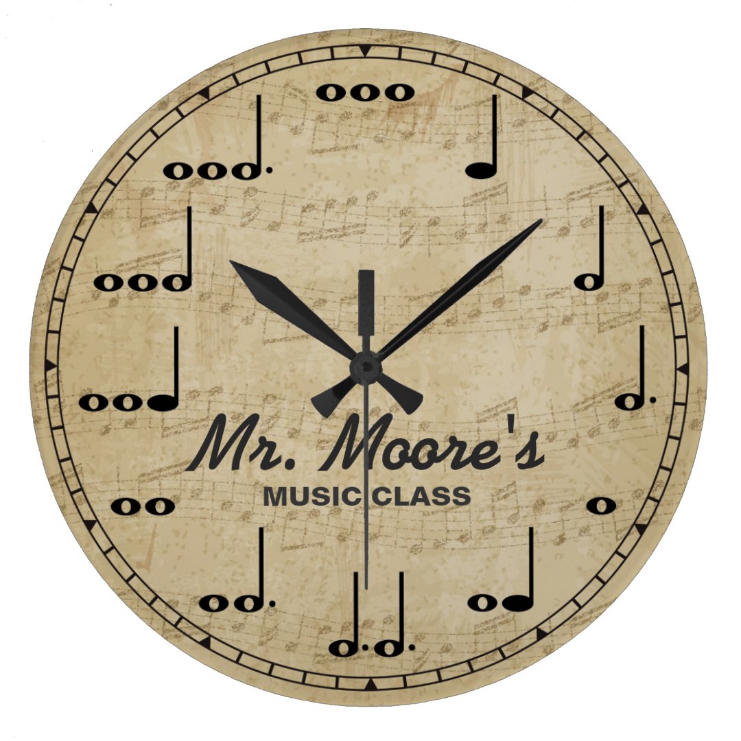 Music Note Personalizable Wall Clock | Zazzle