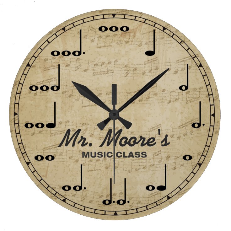 Music Note Personalizable Wall Clock | Zazzle
