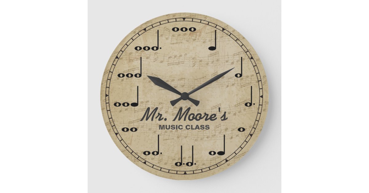 Music Note Personalizable Wall Clock | Zazzle