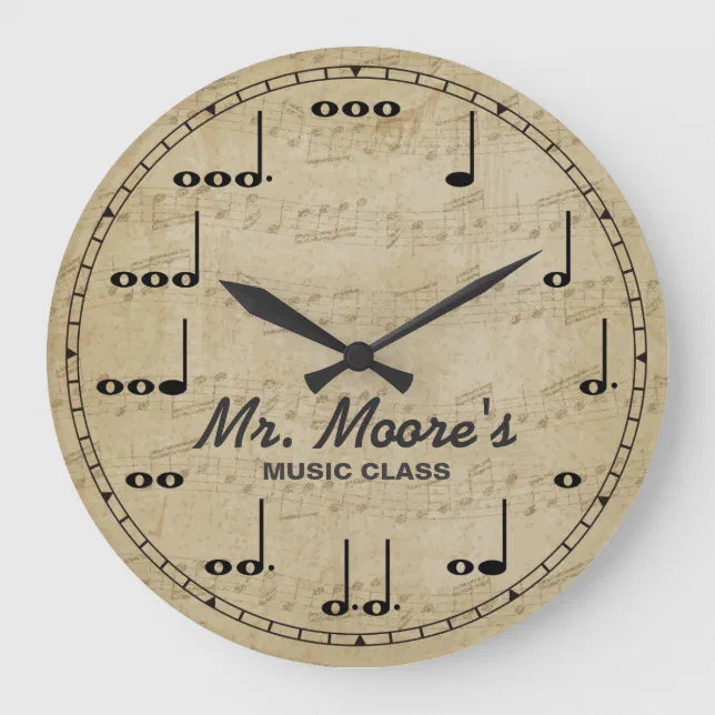 Music Note Personalizable Wall Clock | Zazzle