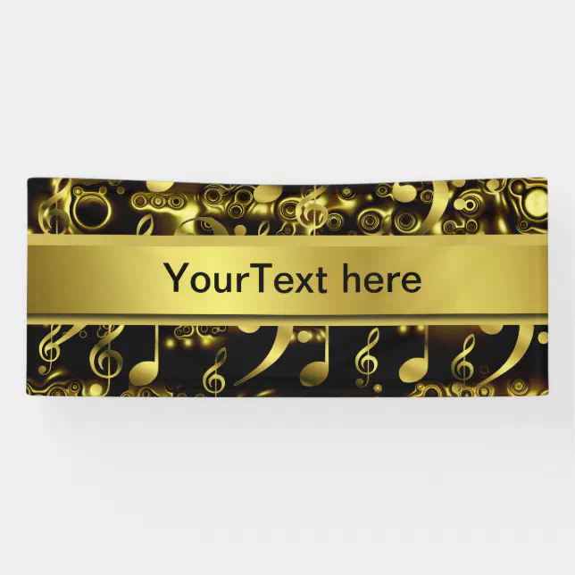music, note, sheet music, gold, banner, template, banner | Zazzle