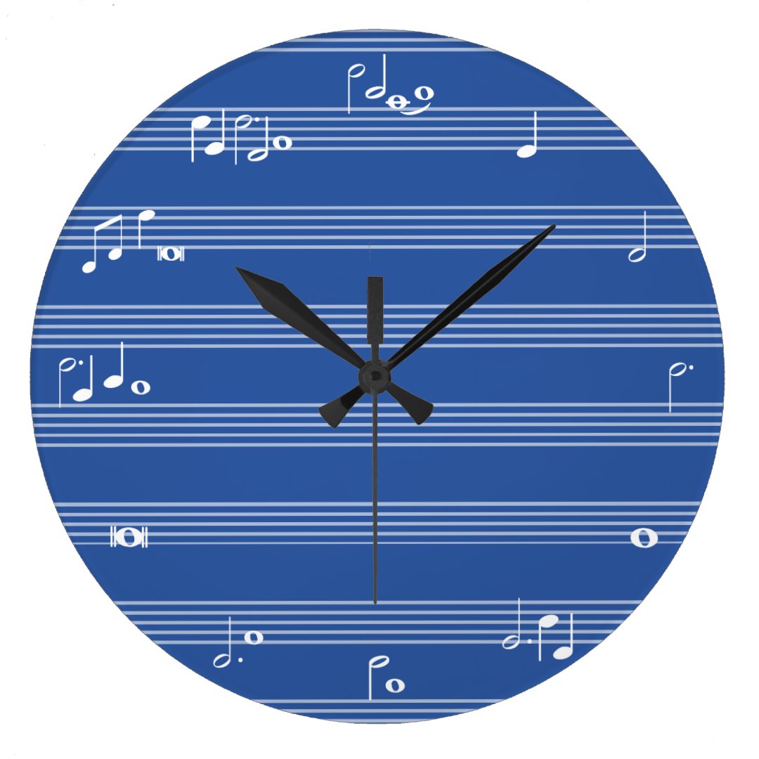 Music note time clock - Blue and white | Zazzle