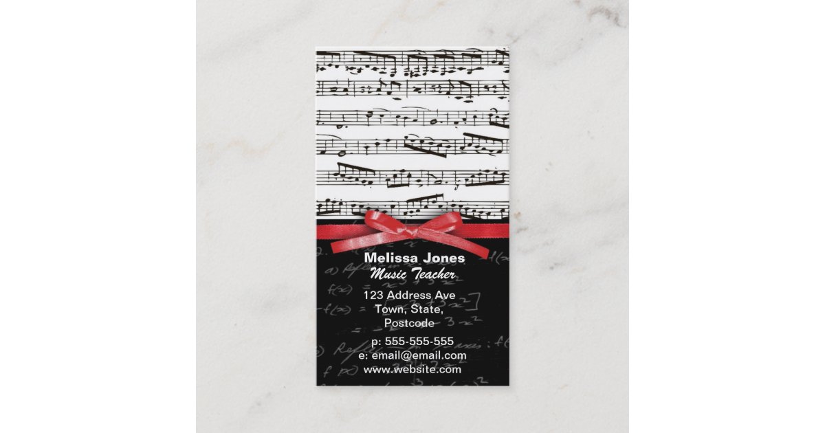 Music notes and math equations business card | Zazzle