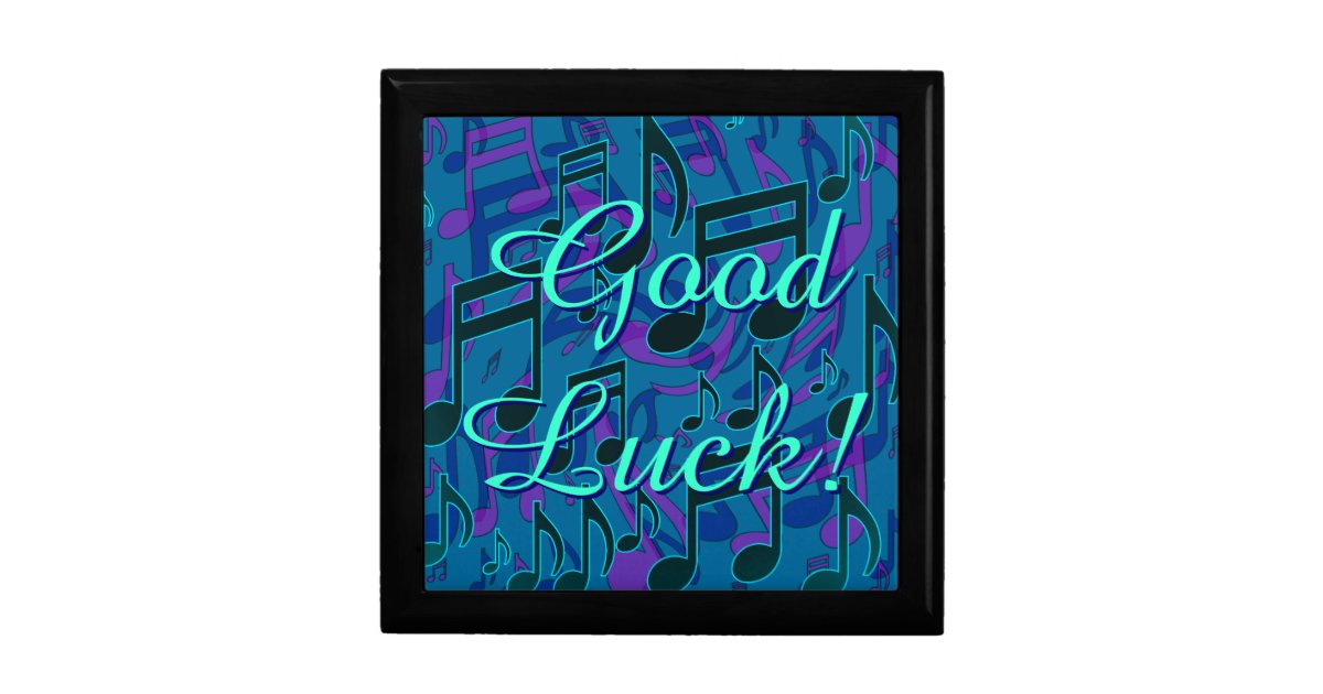 Music Notes Aqua Blue Green Purple Good Luck Keepsake Box | Zazzle
