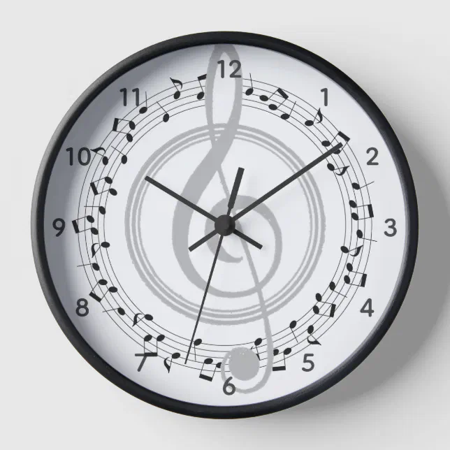 Music Notes Circle Treble Clef Piano Singer Clock | Zazzle