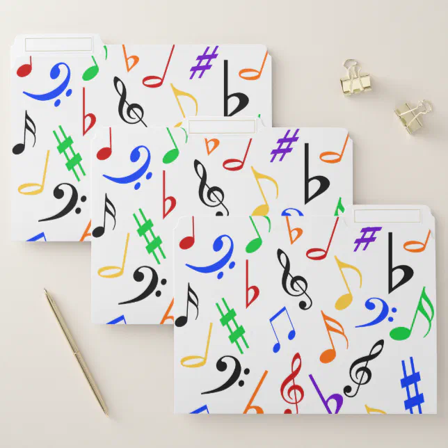 Music Notes Colorful File Folders : | Zazzle
